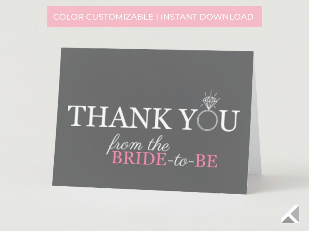 Thank You From the Bride-to-be Wedding Card | Editable Canva Template ...