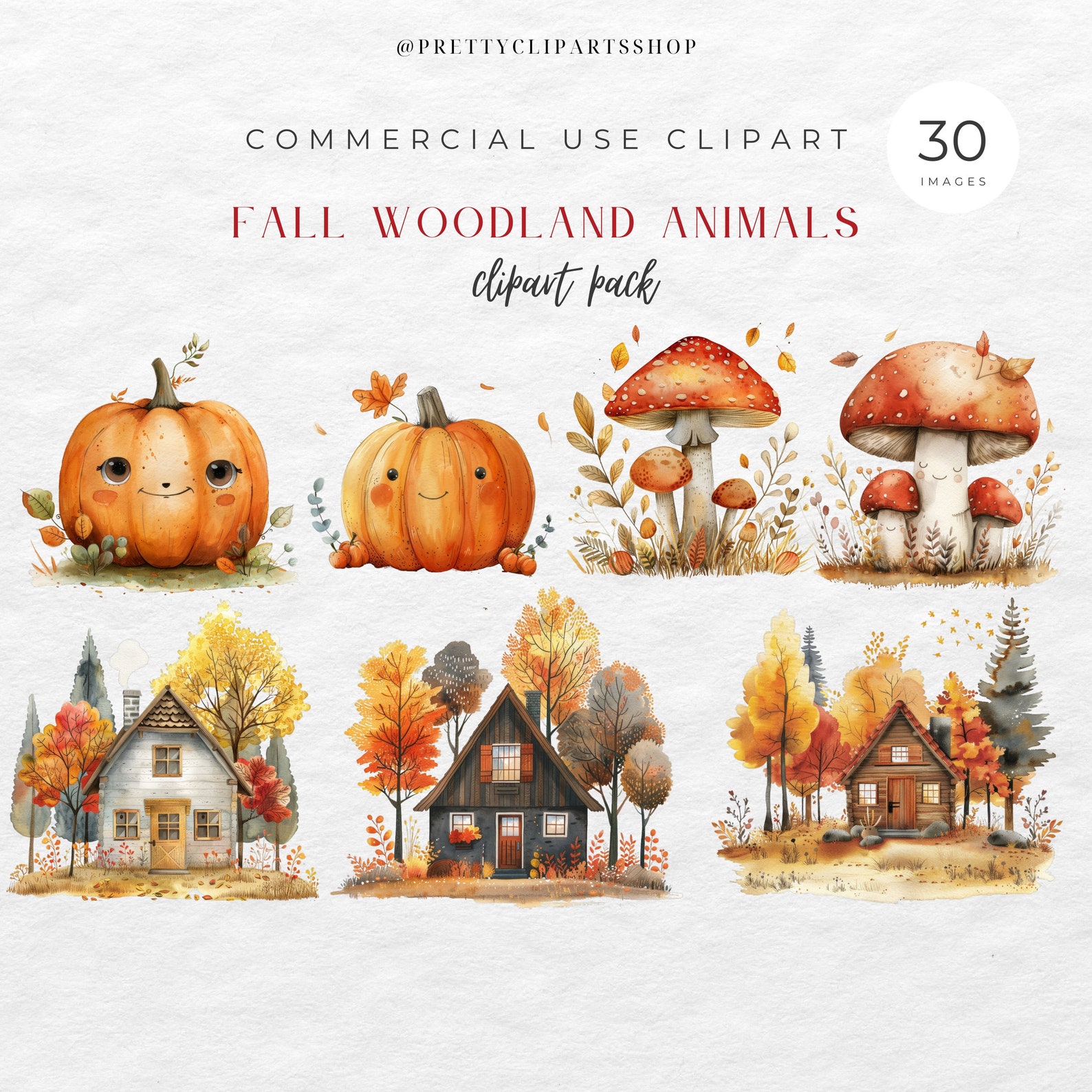 Fall Woodland Animals Clipart, Forest Animals Clipart, Nursery Woodland ...