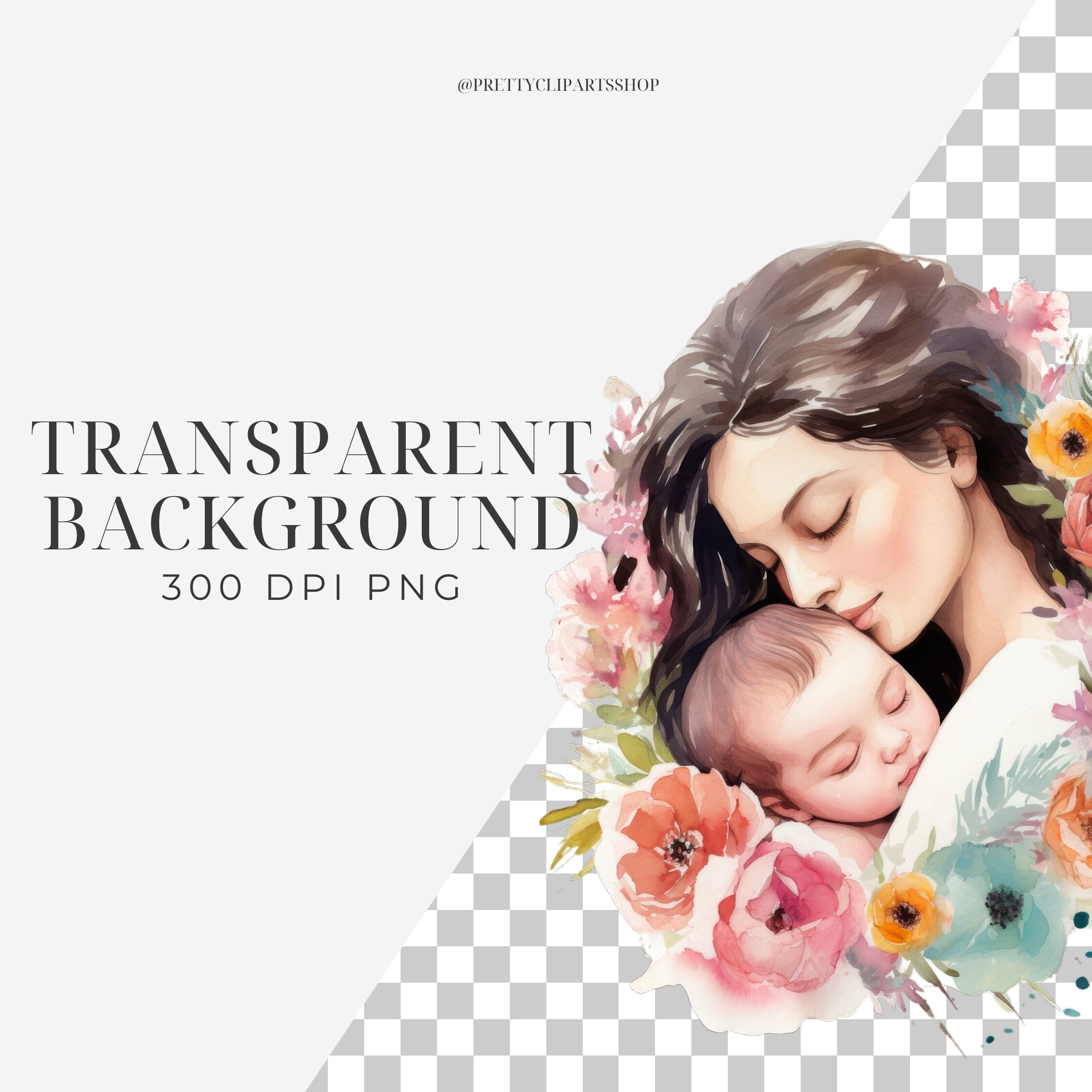 Floral Mother's Day Watercolor Cliparts, Family Clipart, PNG ...