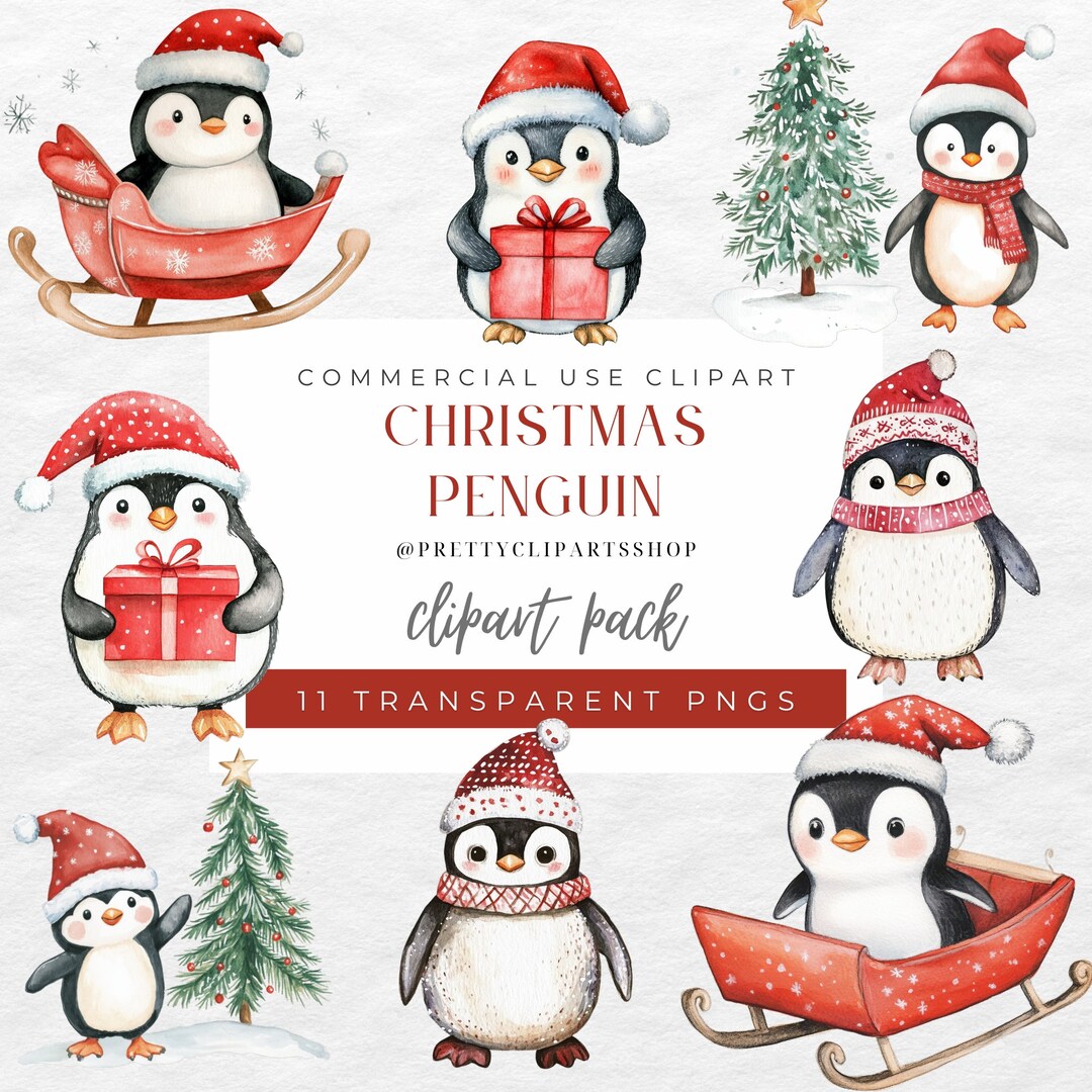 Cute Christmas Penguin Clipart, Animal PNG Clipart, Penguin Nursery ...