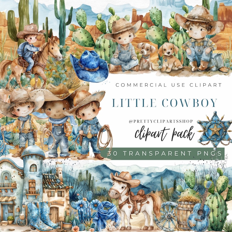 Watercolor Cowboy Clipart: Wild West PNG Graphics (digital Download) - Etsy