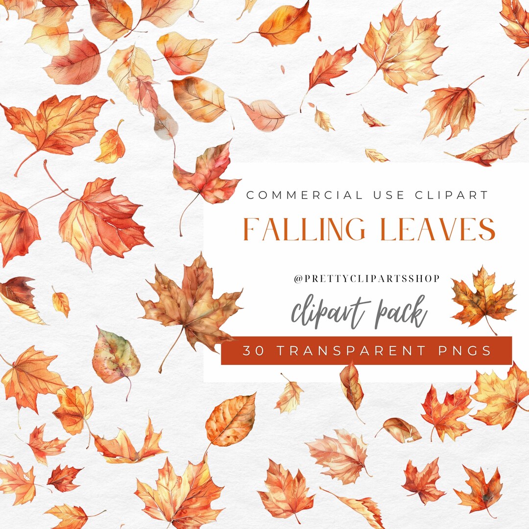 Watercolor Falling Leaves PNG Clipart Bundle, Fall Leave Border Frames ...