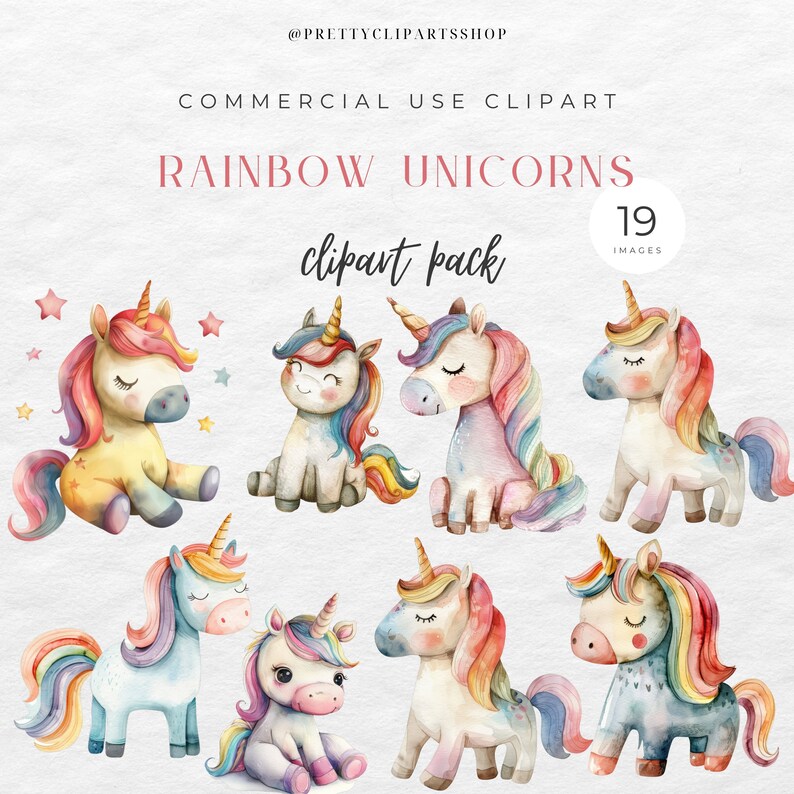 Pastel Unicorn Rainbow Clipart, Whimsical Clipart, Kids Clipart ...