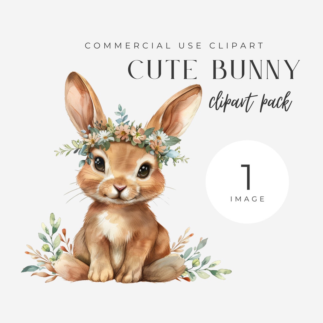 Watercolor Cute Bunny Clipart Commercial Use Transparent PNG Clipart ...