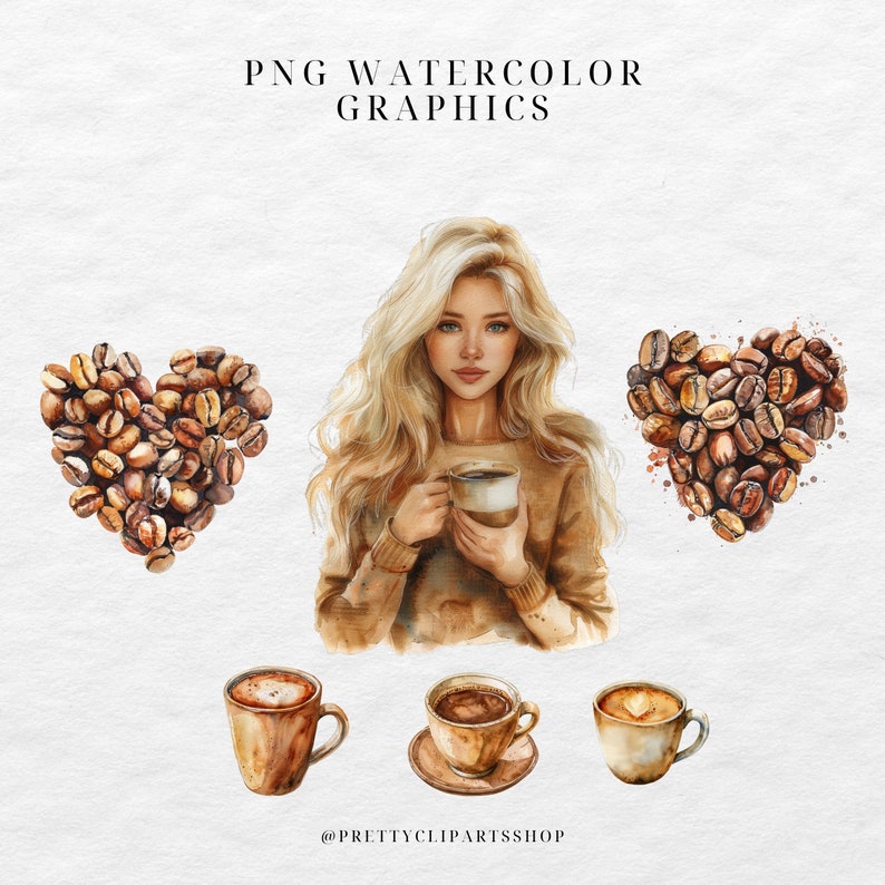 Watercolor Coffee Lover Clipart, Coffee Drinks Clip Art, Barista ...