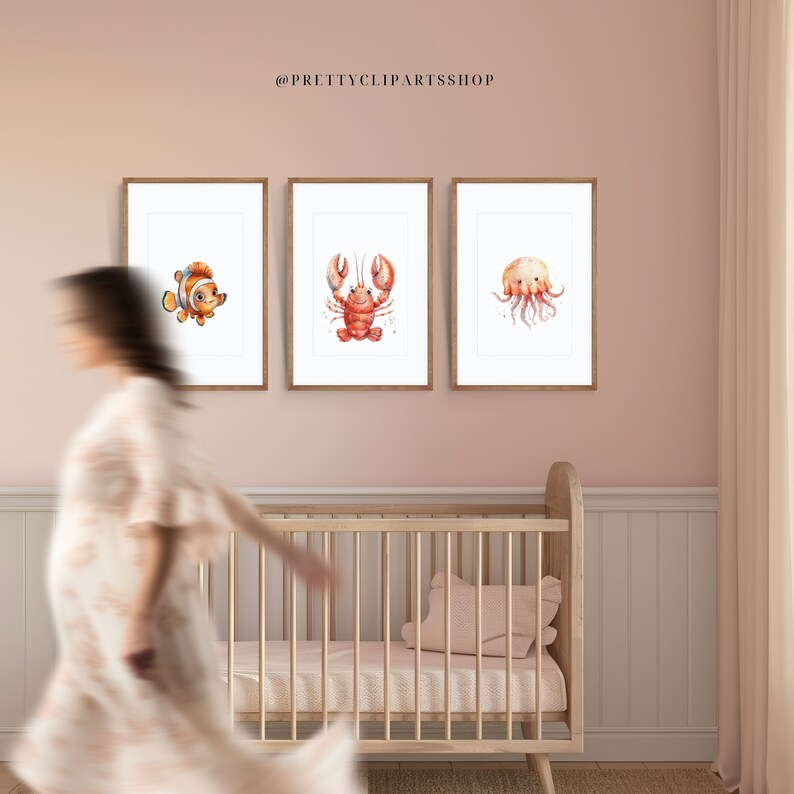 Baby Sea Animals Nursery PNG Cliparts, Watercolor Clipart, Commercial ...