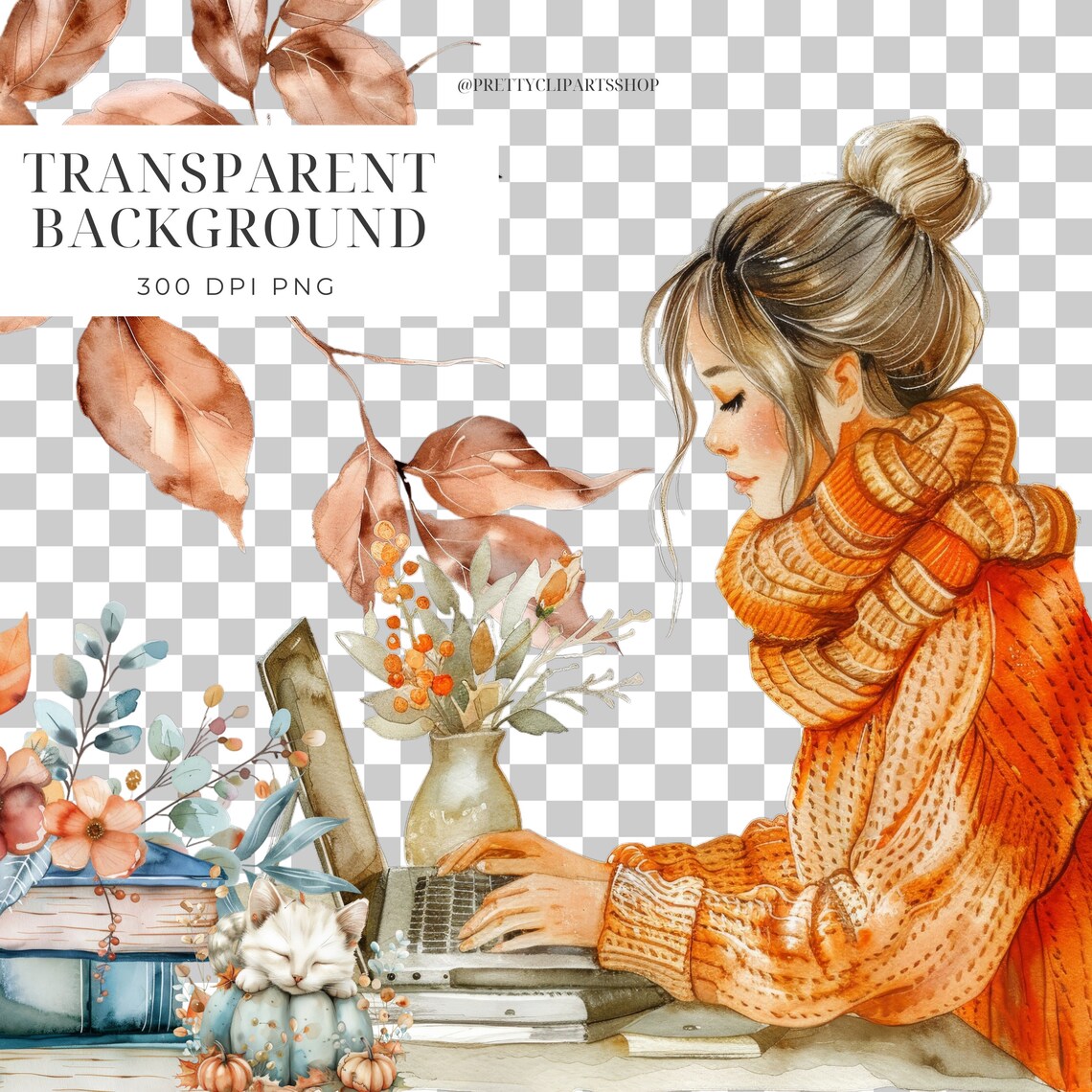 Cozy Planner Clipart, Watercolor Cozy Fall Clipart Bundle, Bookworm ...