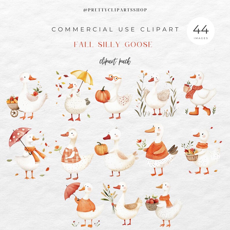 Funny Fall Goose PNG Clipart: Cottagecore Autumn T-shirt Design ...