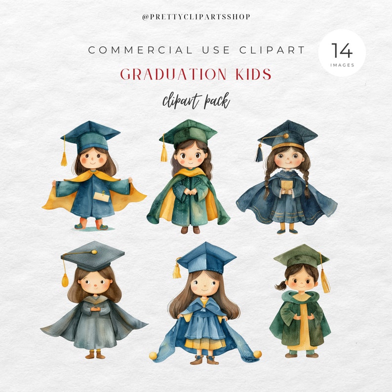 Graduation Girl and Boy Clipart Bundle for Commercial Use, 2024 ...