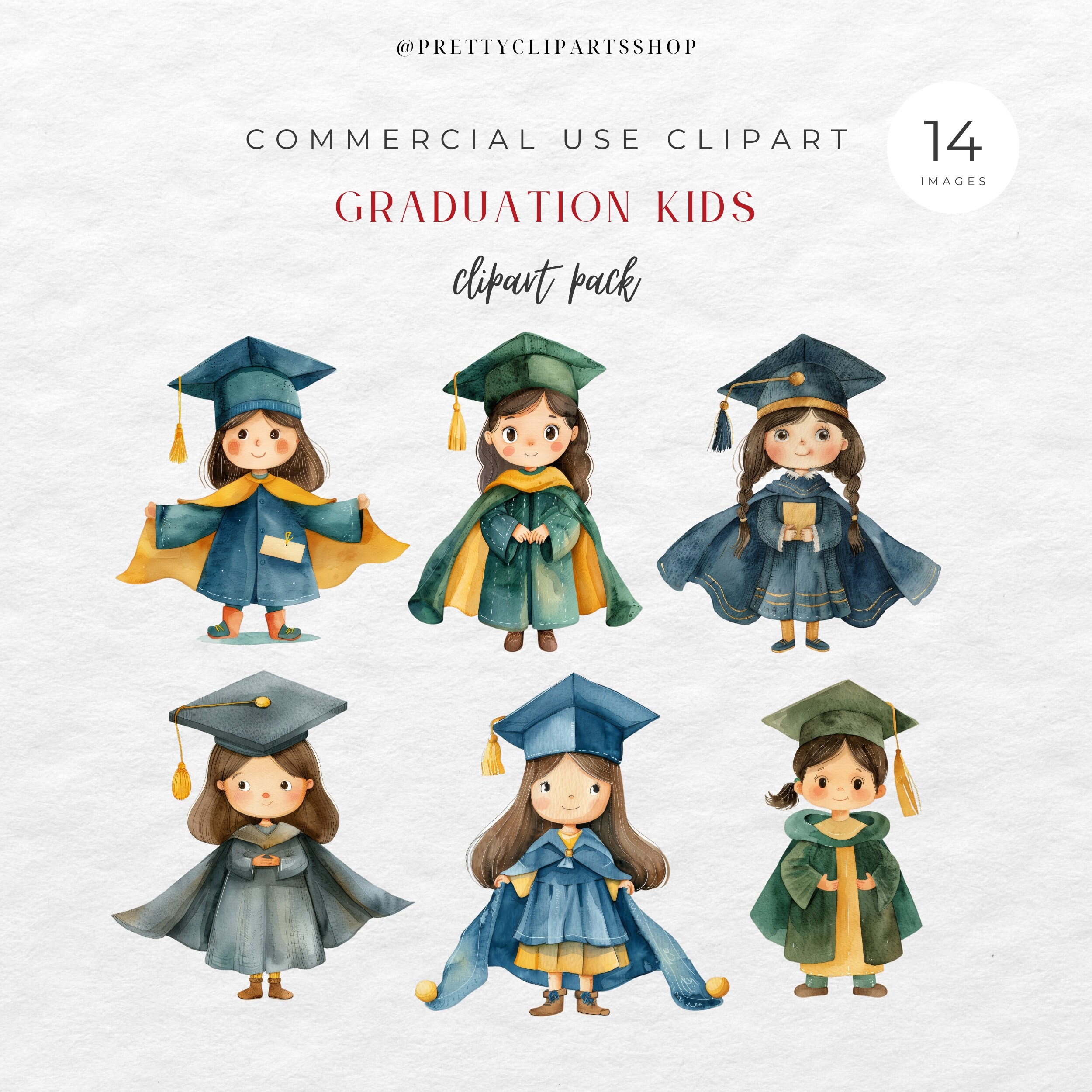 Graduation Girl and Boy Clipart Bundle for Commercial Use, 2024 ...