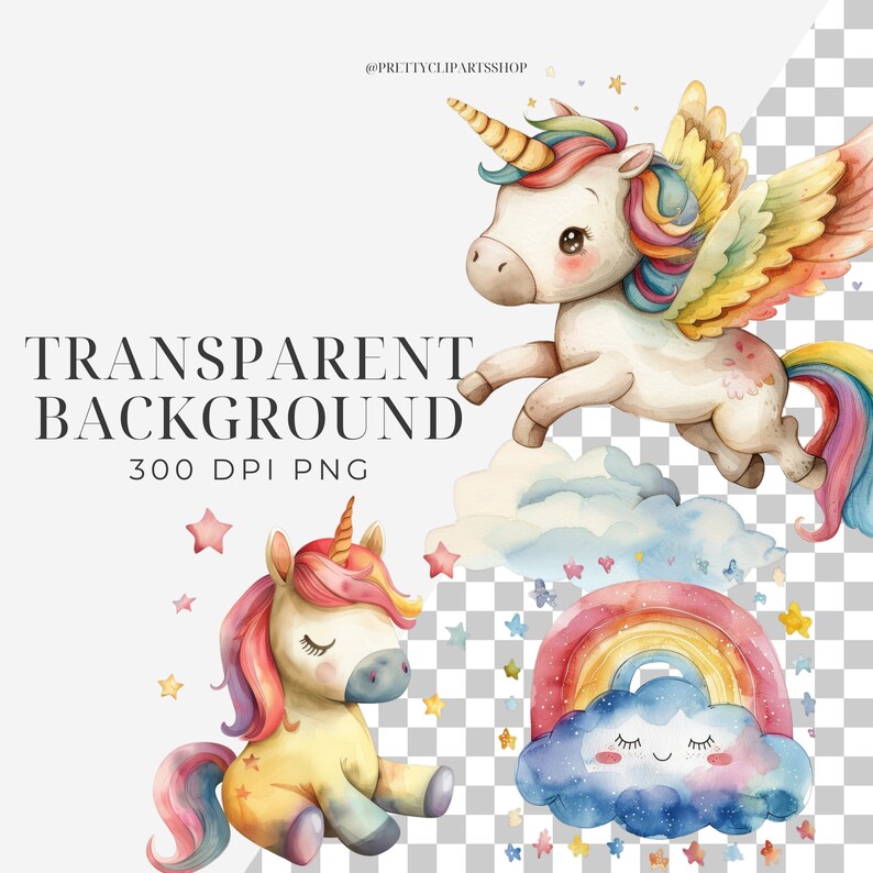 Pastel Unicorn Rainbow Clipart, Whimsical Clipart, Kids Clipart ...