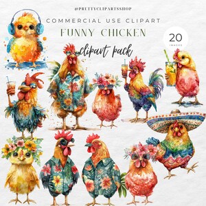 Funny Chicken Clip Art Watercolor PNG Transparent Chicken PNG Clipart ...