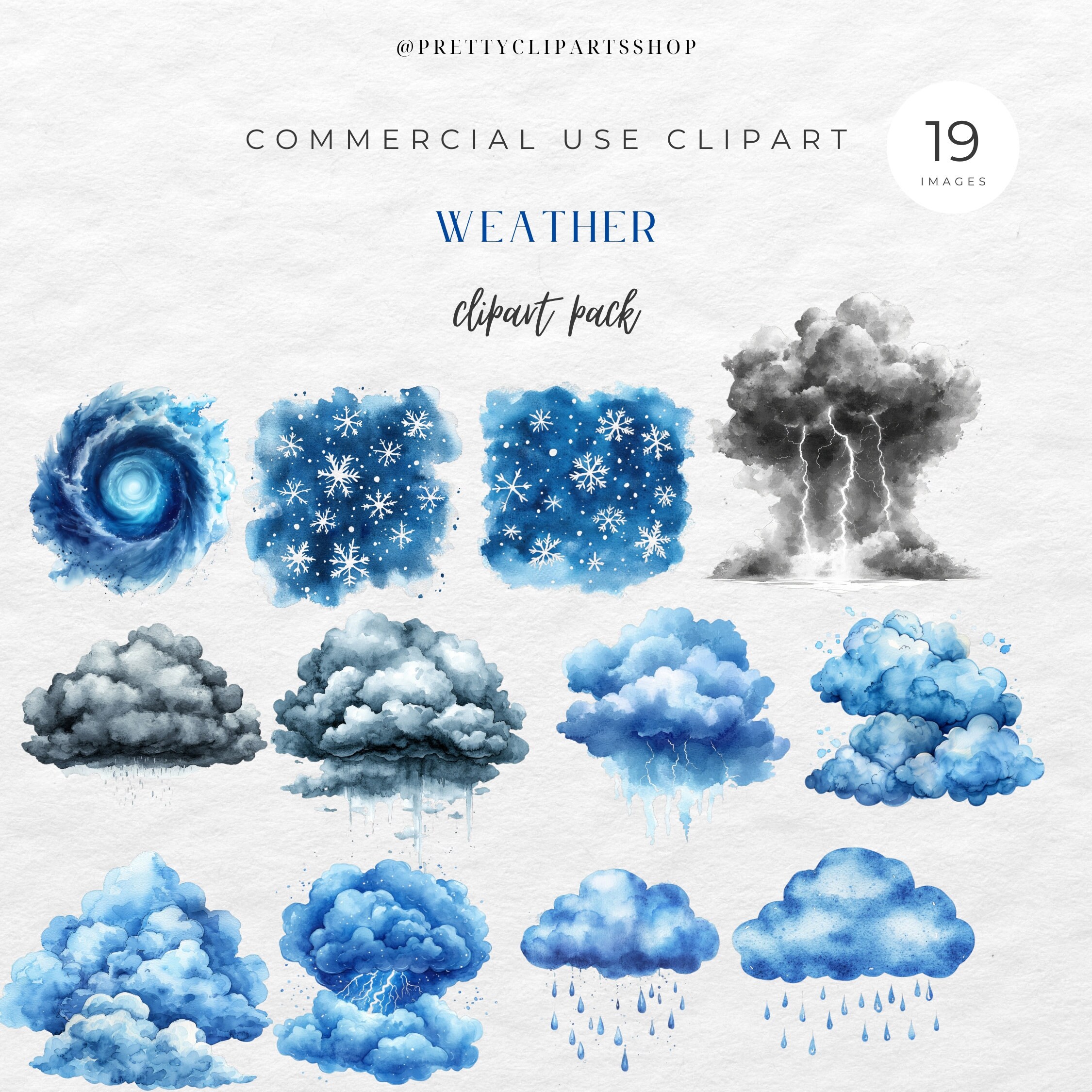 Watercolor Weather Clipart Set for Commercial Use, PNG Transparent ...