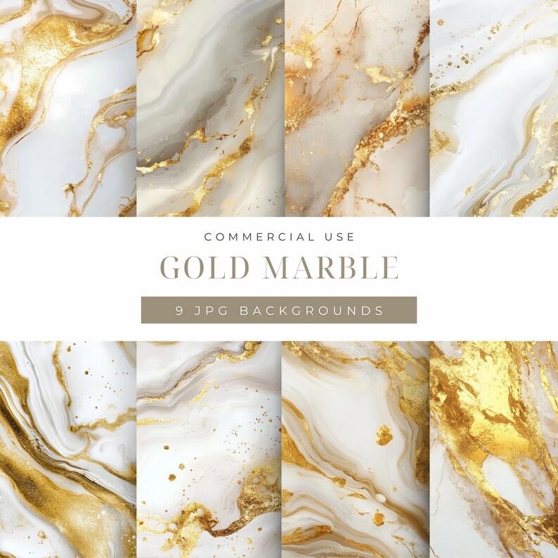 9 Gold Marble Digital Texture Background Scrapbook Paper Pack Junk ...