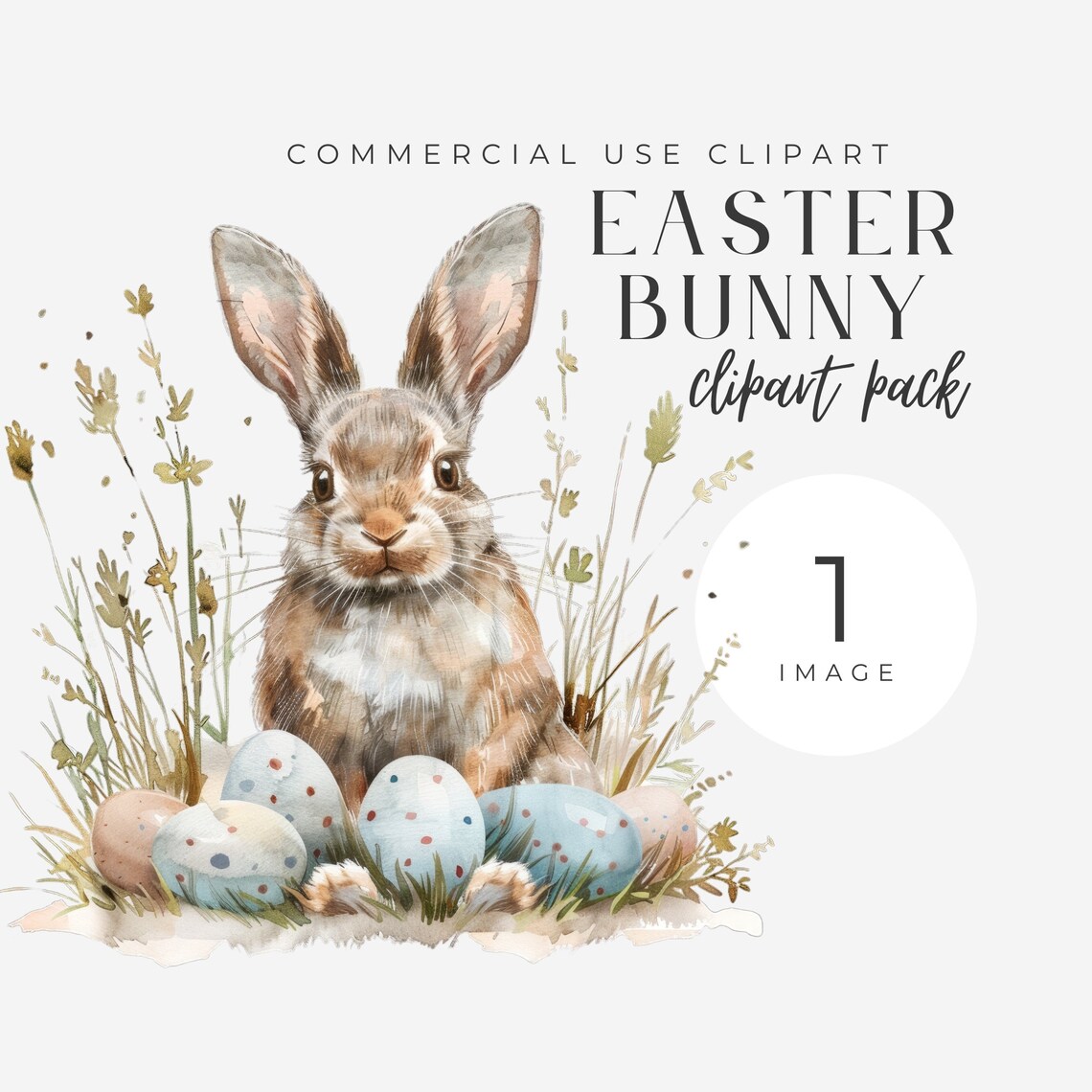 Watercolor Easter Bunny Clipart Commercial Use Transparent PNG Clipart ...