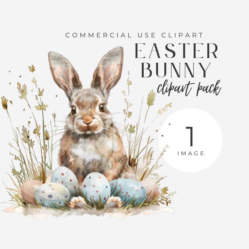 Watercolor Easter Bunny Clipart Commercial Use Transparent PNG Clipart ...