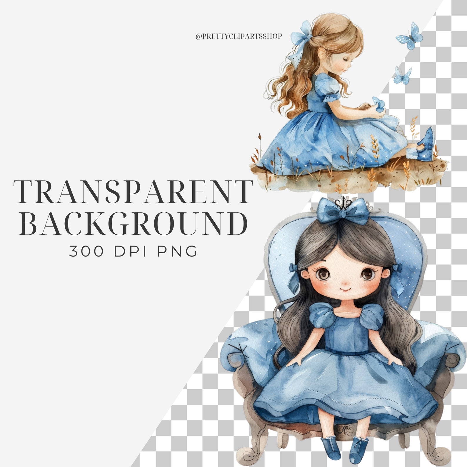 Blue Princess Dress Clipart, Watercolor Princess PNG, Blue Princess ...