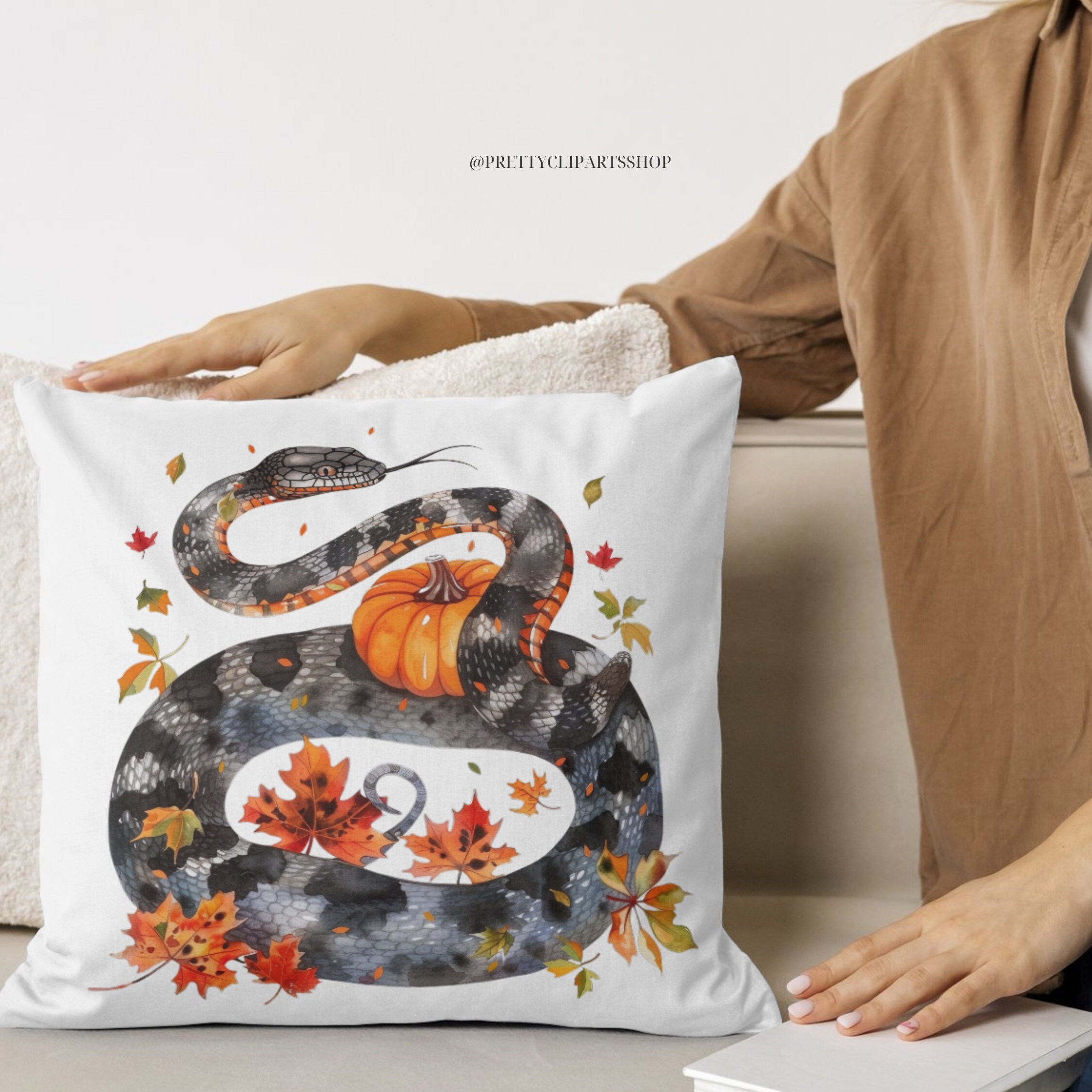 Watercolor Snakes and Pumpkins Clipart Set, Halloween Clipart, Animal ...