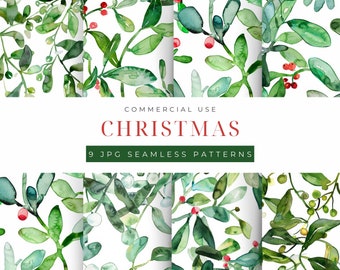 9 Christmas Floral Seamless Pattern Printable Scrapbook Paper for ...