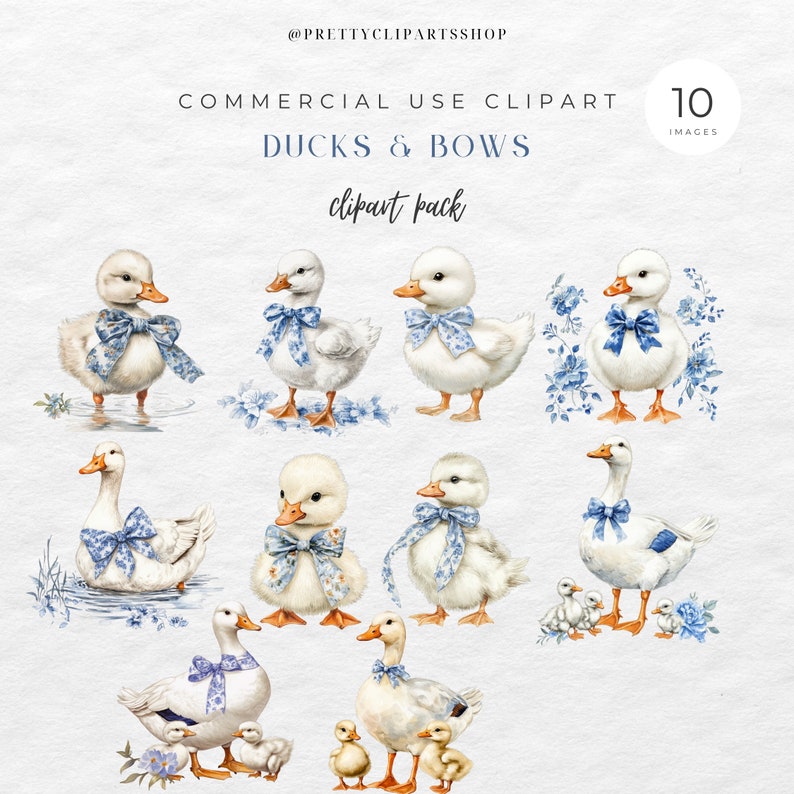 Cute Ducks Chinoiserie Bow Coquette Cliparts Blue Toile PNG Dusty Blue ...