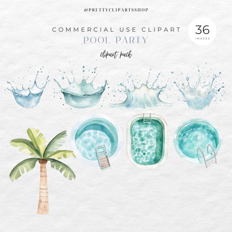 Pool Party Clipart Summer Fun Cute Kids Cocktails Ice-cream Floaties ...