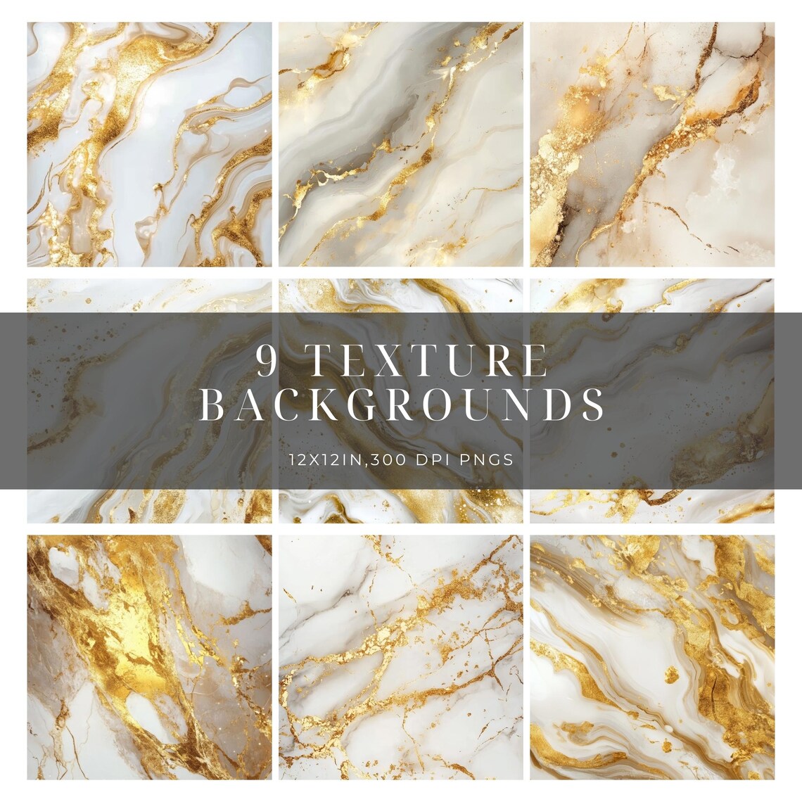 9 Gold Marble Digital Texture Background Scrapbook Paper Pack Junk ...