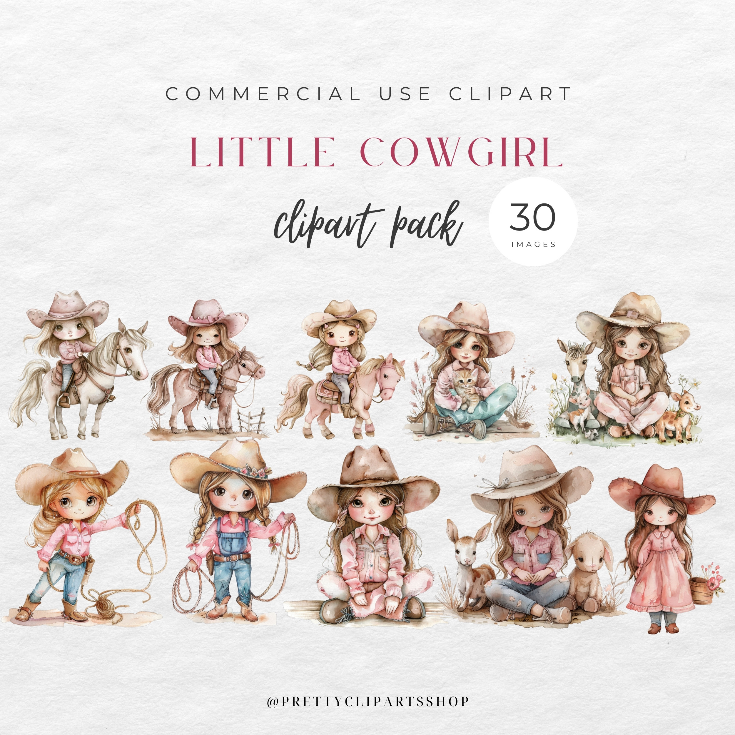 Cute Cowgirl Clipart, Pink Cowgirl PNG, Baby Girl Cow Girl Clipart ...