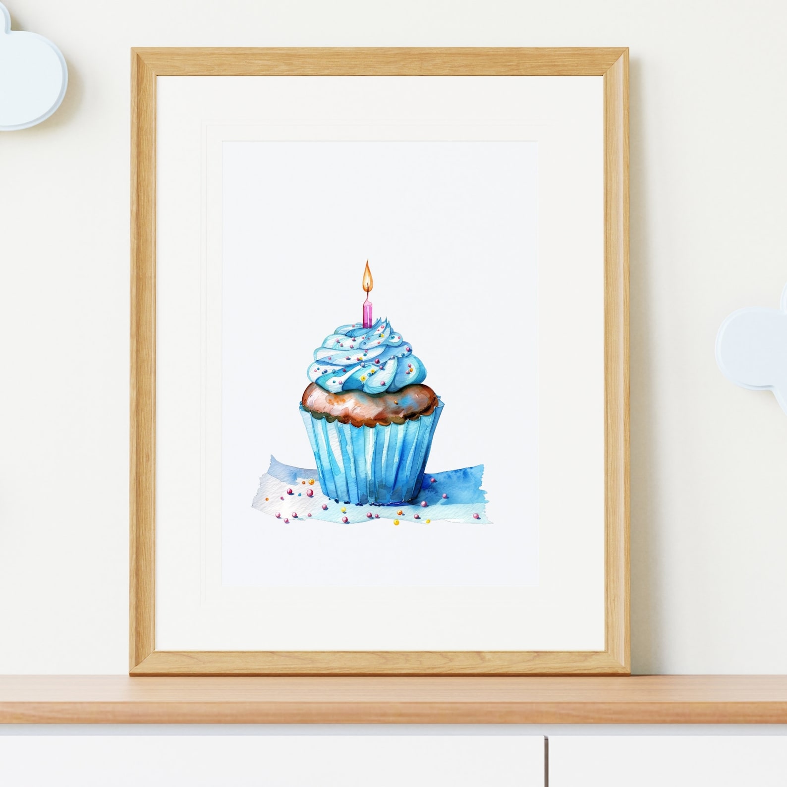 Blue Birthday Clipart Set, Watercolor Cake & Balloons, Instant Download ...