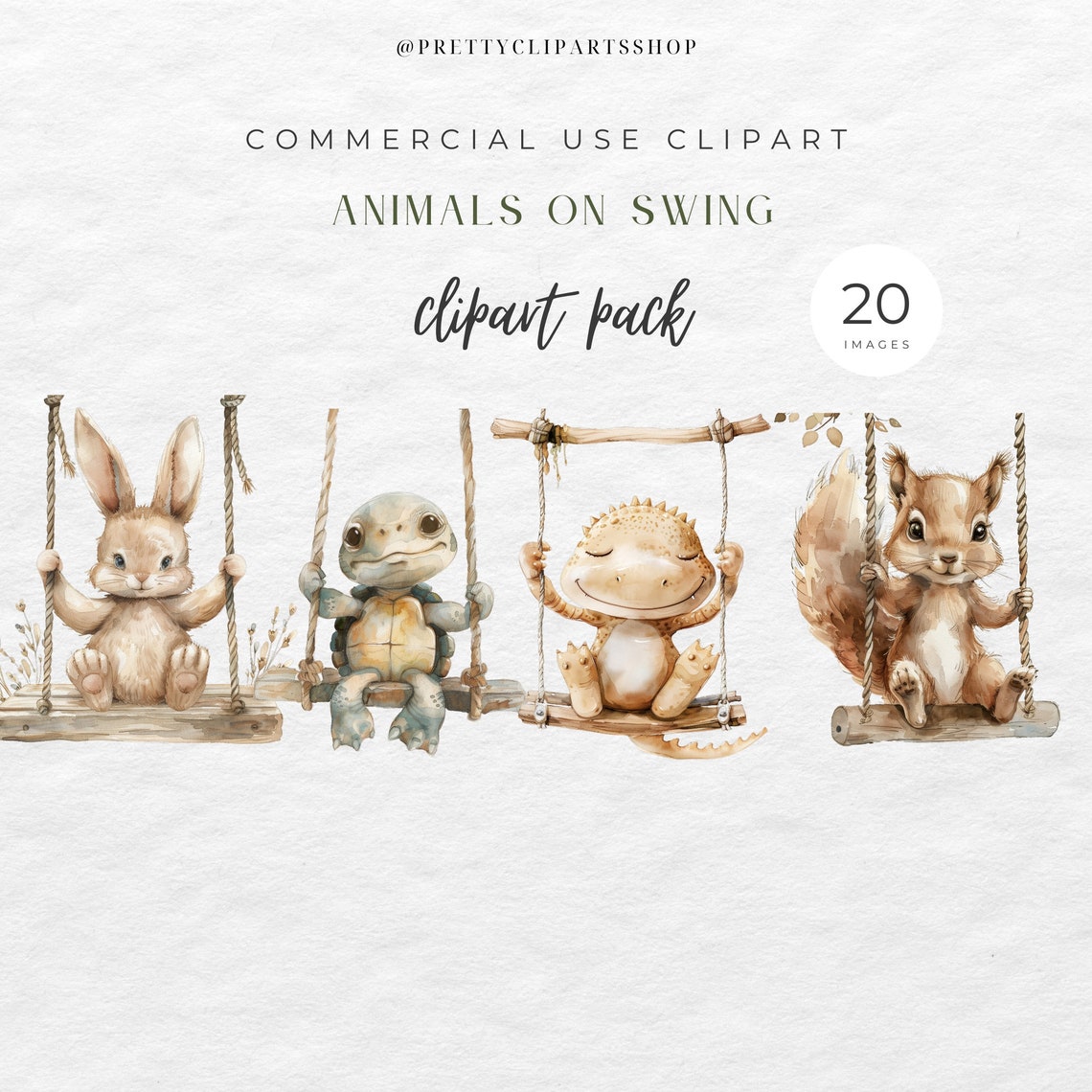 Animals on Swings Clipart, Card Making, Farm, Nursery Animals, Safari ...