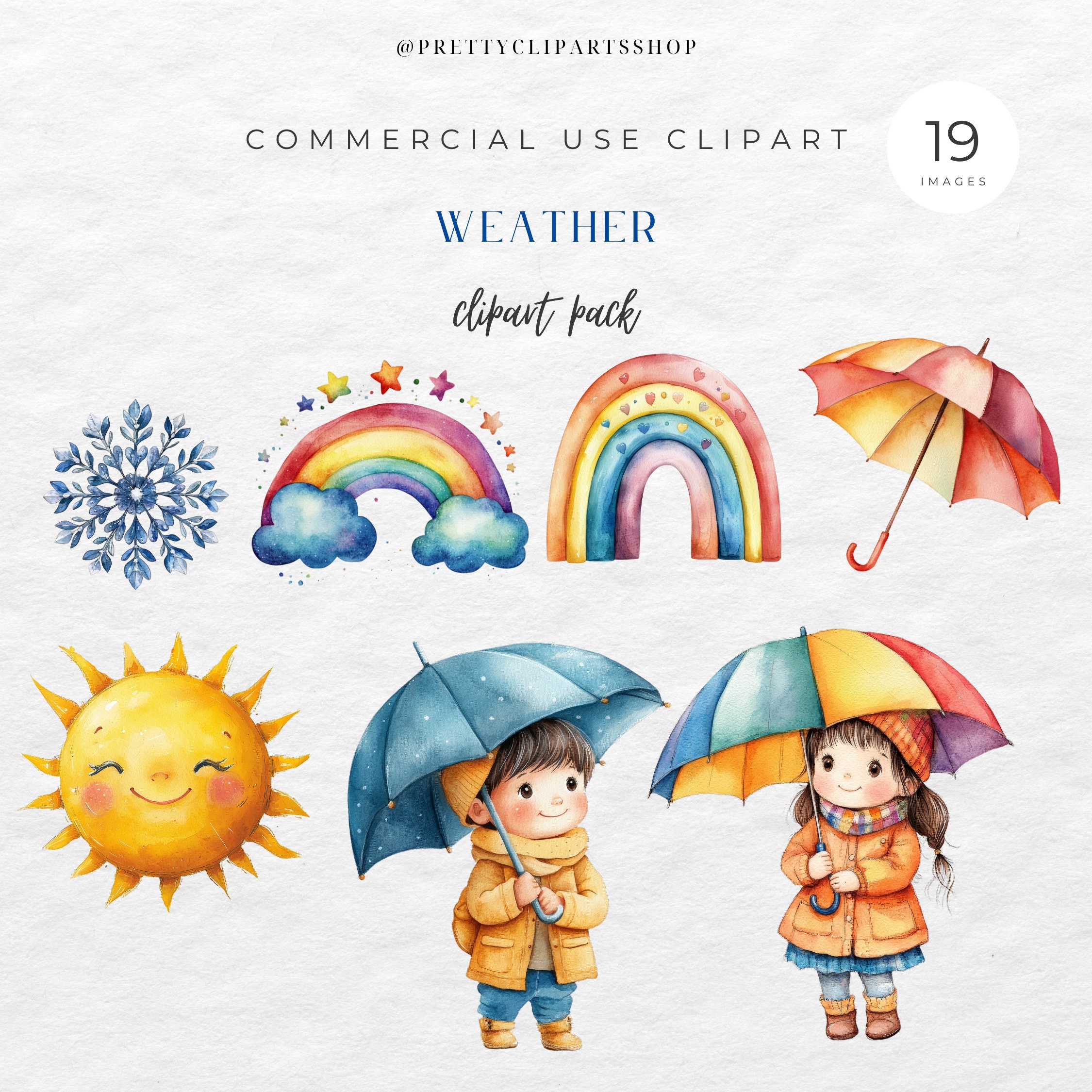 Watercolor Weather Clipart Set for Commercial Use, PNG Transparent ...