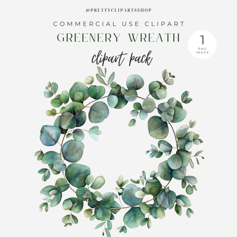 Eucalyptus Wreath, Eucalyptus Clipart, Watercolor Clipart, Greenery ...