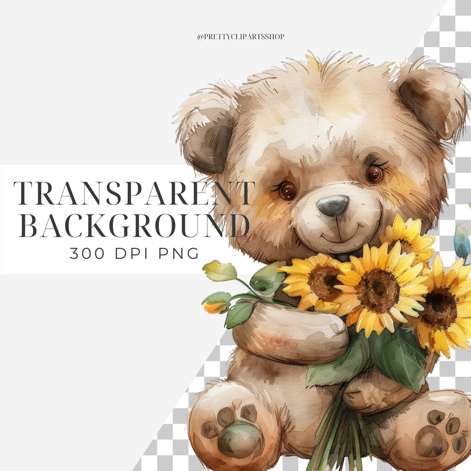 Yellow Teddy Bear Clipart, Watercolor Teddy Bear, Baby Shower Clipart ...