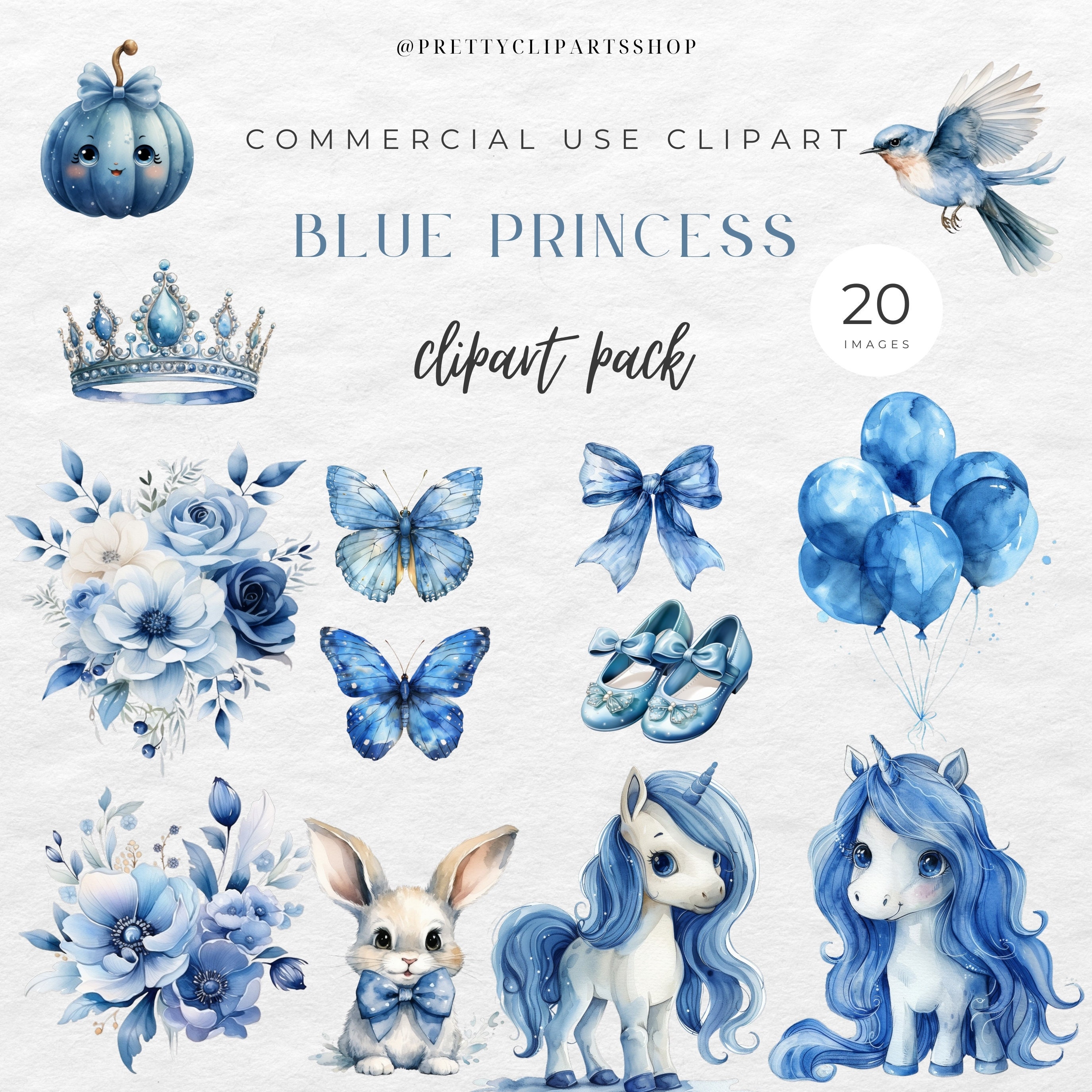 Blue Princess Dress Clipart, Watercolor Princess PNG, Blue Princess ...