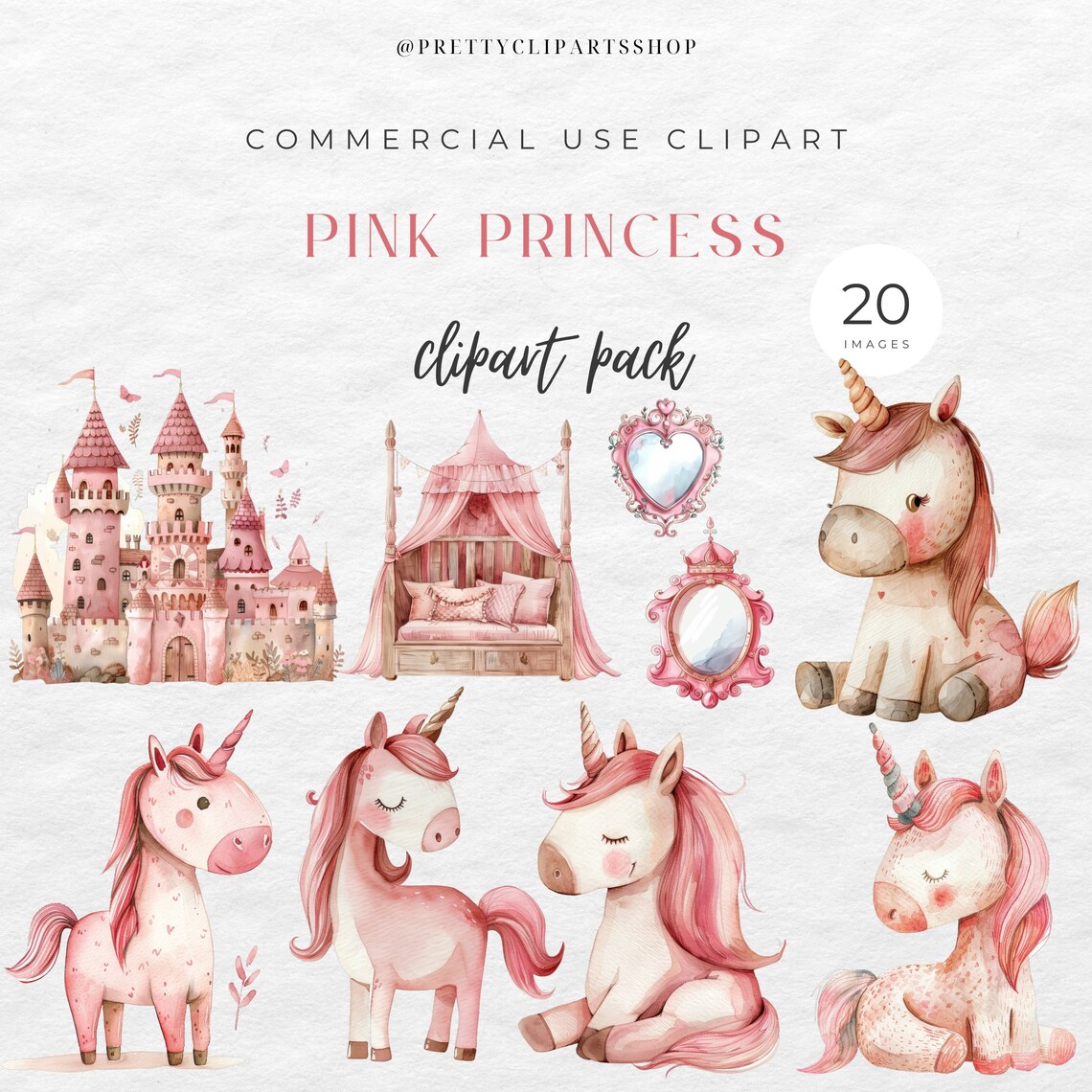 Watercolor Pink Princess Clipart, Little Princess Clipart, Fairytale ...