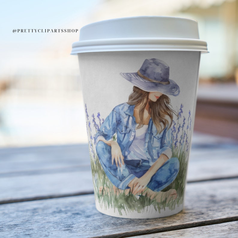 Denim Girl Watercolor Clipart, Bluebells Clipart, Commercial Use ...