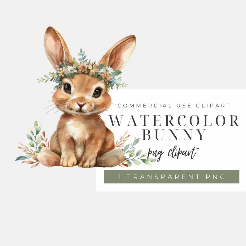 Watercolor Cute Bunny Clipart Commercial Use Transparent PNG Clipart ...