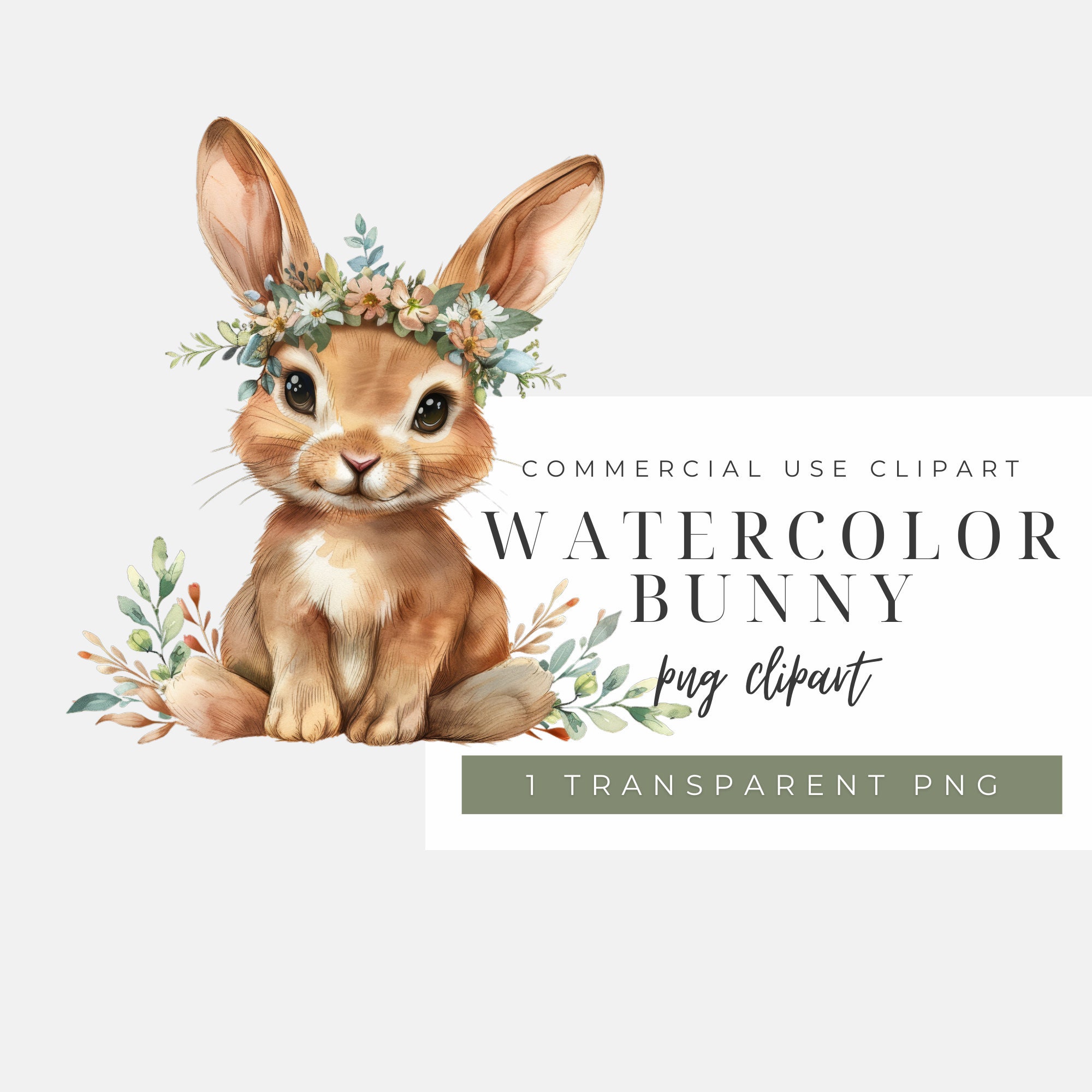 Watercolor Cute Bunny Clipart Commercial Use Transparent PNG Clipart ...