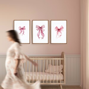 Watercolor Pink Bows PNG, Coquette Home Decor, Girly Girl Pink Bow ...