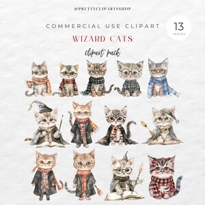 Wizard Cats Watercolor PNG Cliparts for Commercial Use, Halloween ...