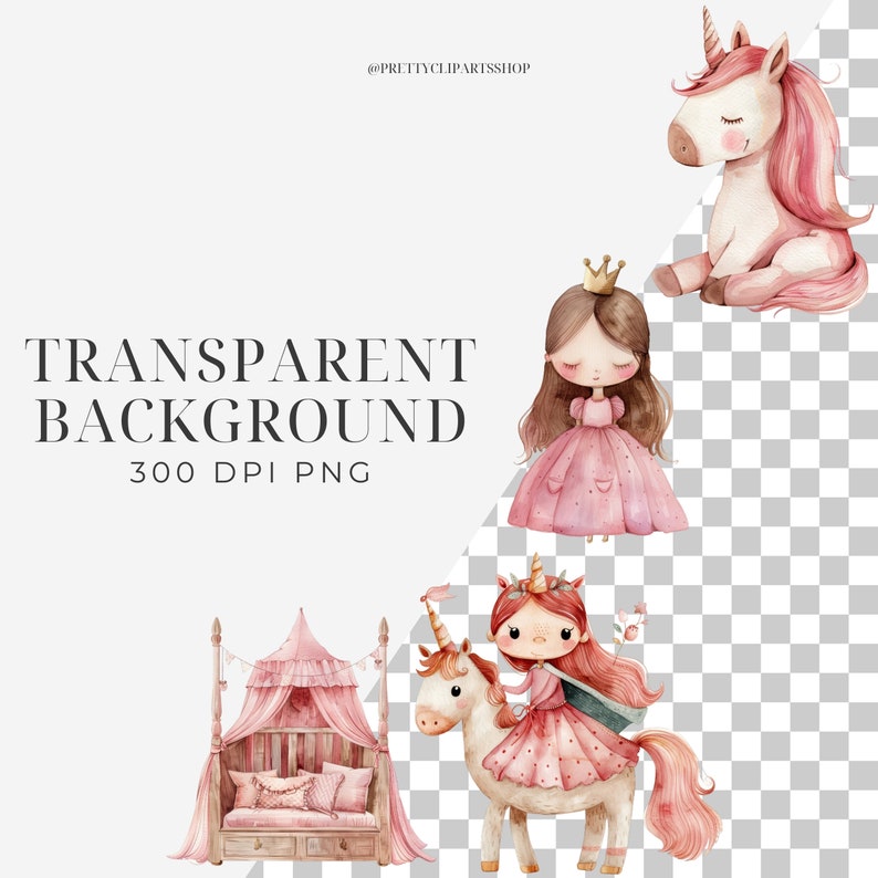 Watercolor Pink Princess Clipart, Little Princess Clipart, Fairytale ...