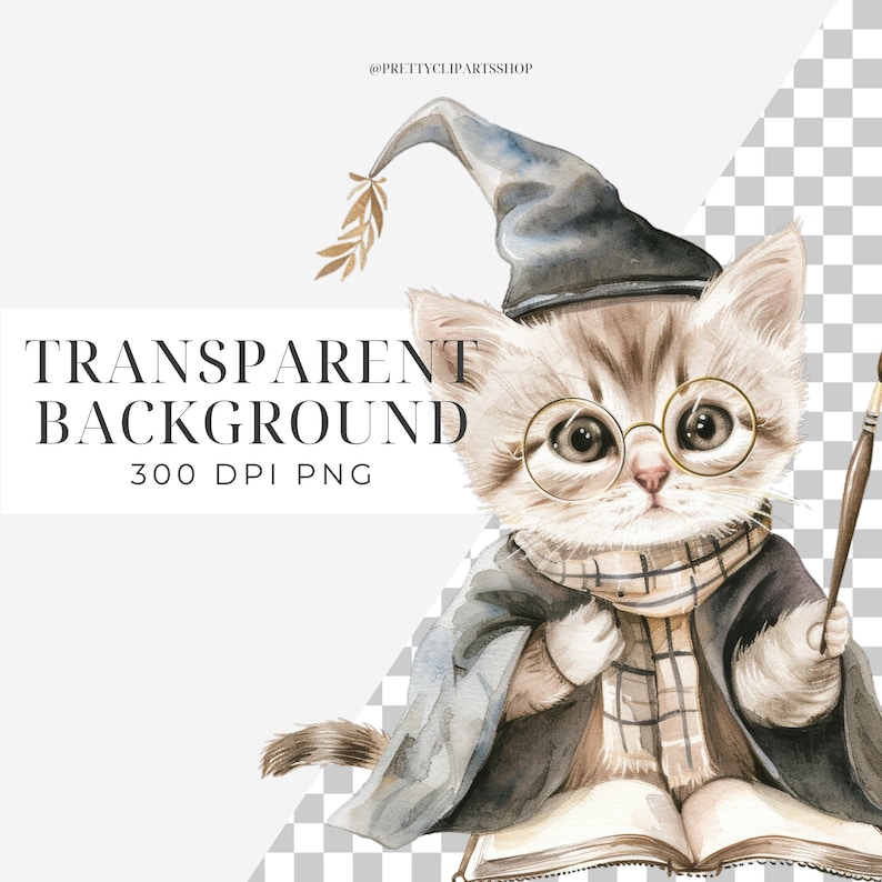 Wizard Cats Watercolor PNG Cliparts for Commercial Use, Halloween ...