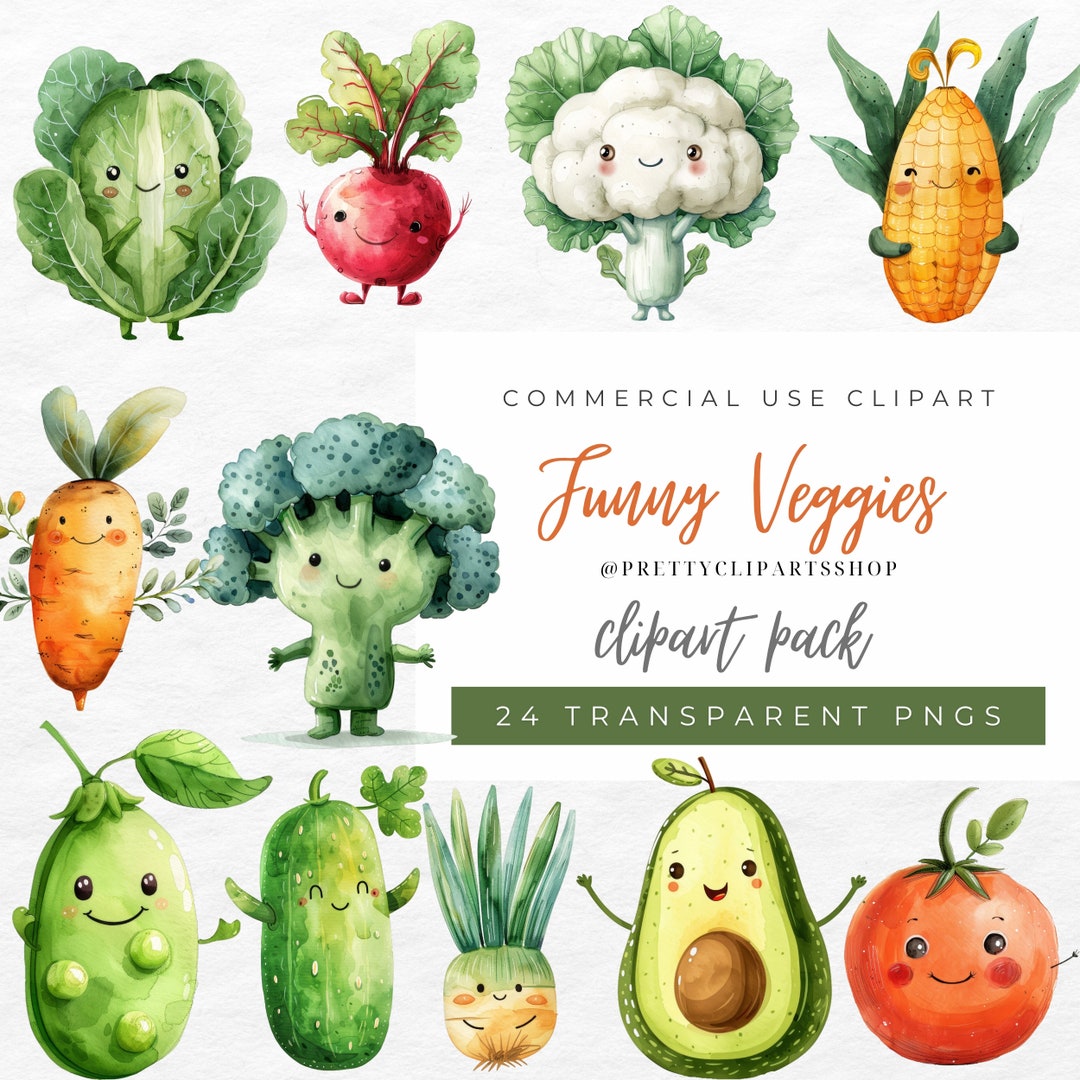 Cute Vegetable Clipart, Digital Download, Watercolor Vegetable, Garden ...