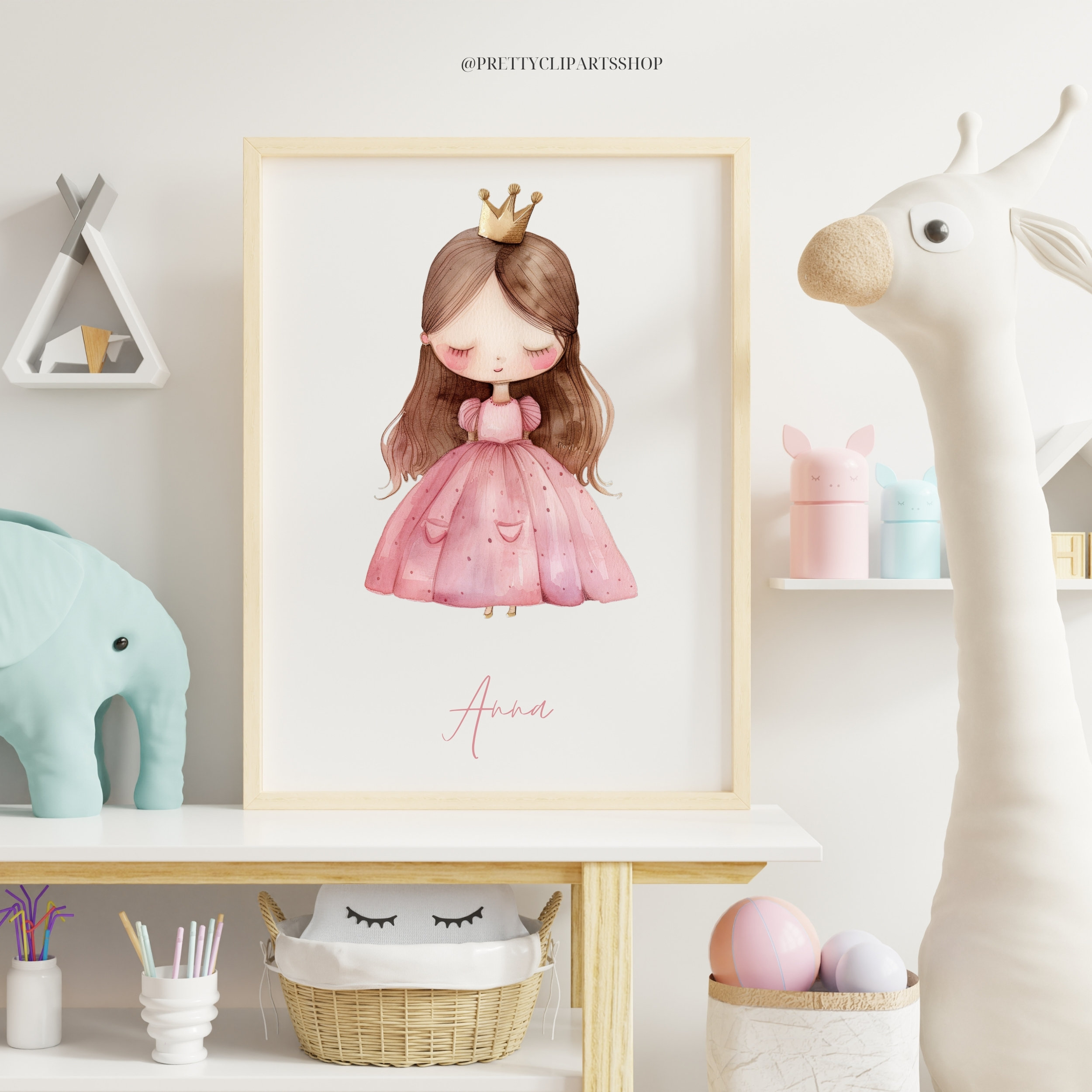 Watercolor Pink Princess Clipart, Little Princess Clipart, Fairytale ...