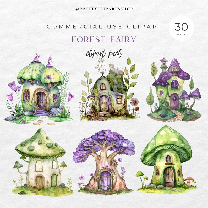 Enchanting Forest Fairy Clipart Set Unicorn, Bunny, Deer, Mushroom ...