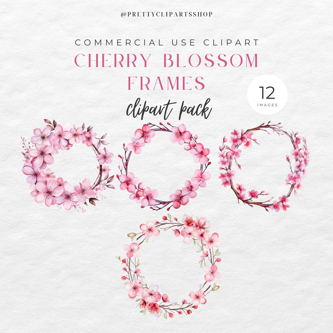 Cherry Blossom Frame Clipart, Watercolor Sakura Blossom PNG, Floral ...