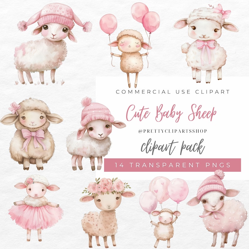 Watercolor Sheep Clipart, Baby Sheep Clipart, Nursery Art, Kids Clipart, Lamb Watercolor, Cute ...