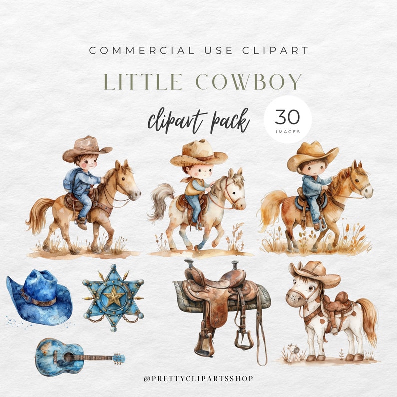 Watercolor Cowboy Clipart: Wild West PNG Graphics (digital Download) - Etsy