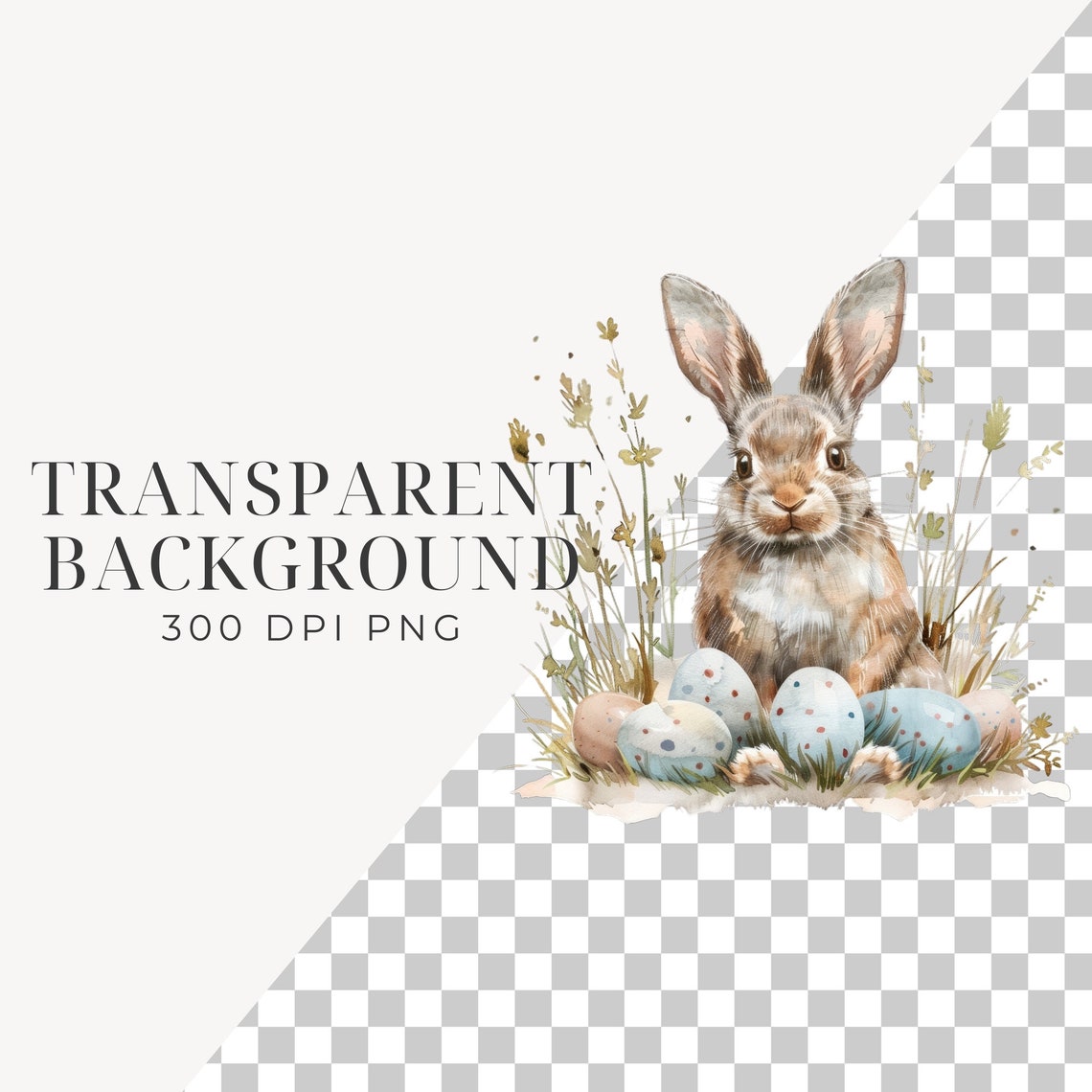 Watercolor Easter Bunny Clipart Commercial Use Transparent PNG Clipart ...