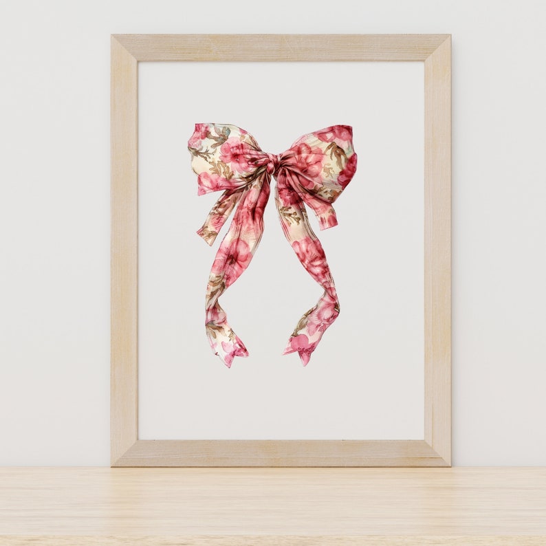 Watercolor Pink Bows PNG, Coquette Home Decor, Girly Girl Pink Bow ...