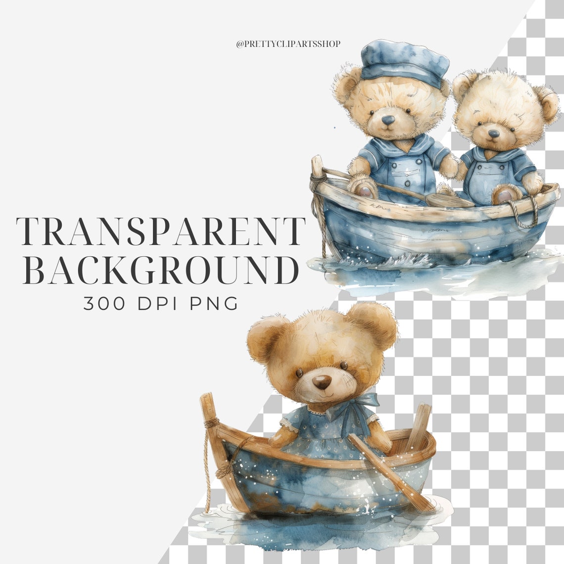 Baby Boy Nautical Clipart Set, Teddy Bear Nursery Clipart, Baby Sailor ...